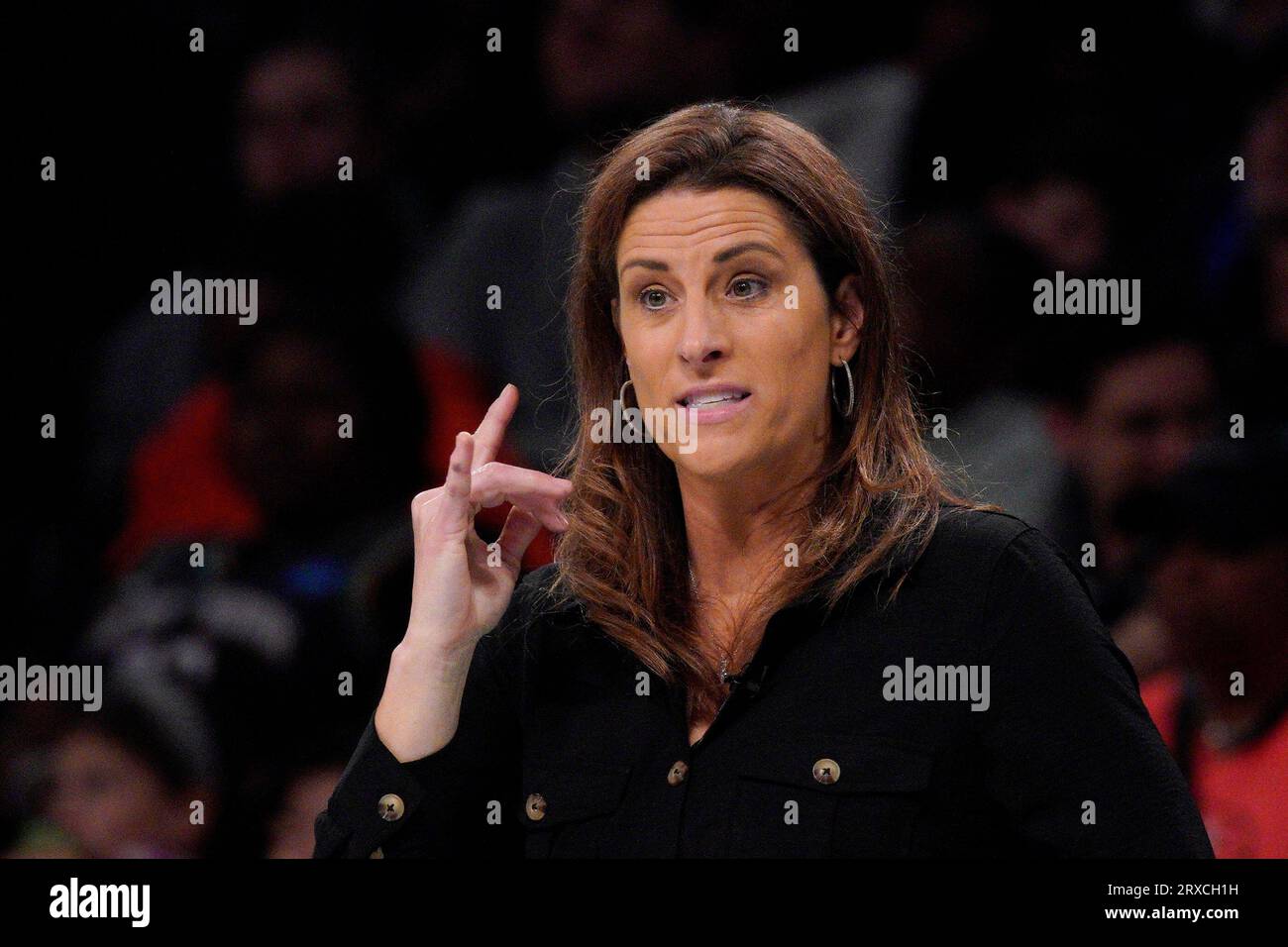 Connecticut Sun coach Stephanie White gives instructions to her players ...