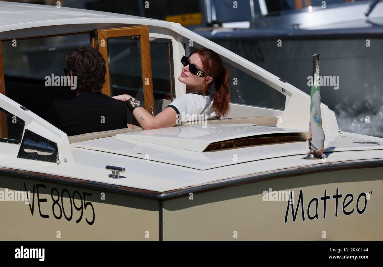 VENICE, ITALY - SEPTEMBER 06: Bella Thorne and Mark Emms arrives for ...