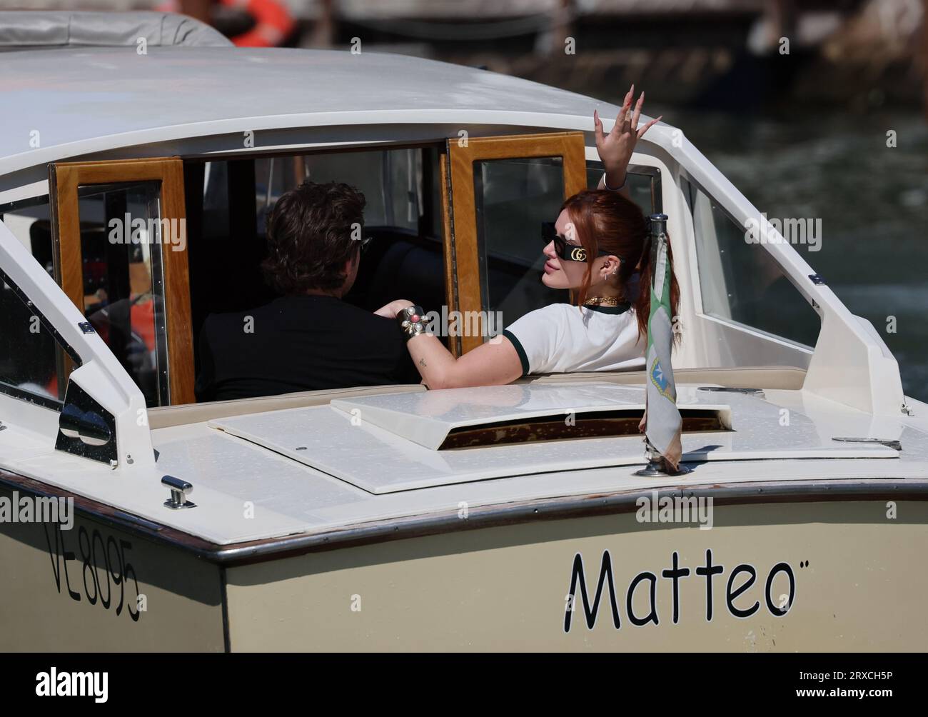 VENICE, ITALY - SEPTEMBER 06: Bella Thorne and Mark Emms arrives for ...