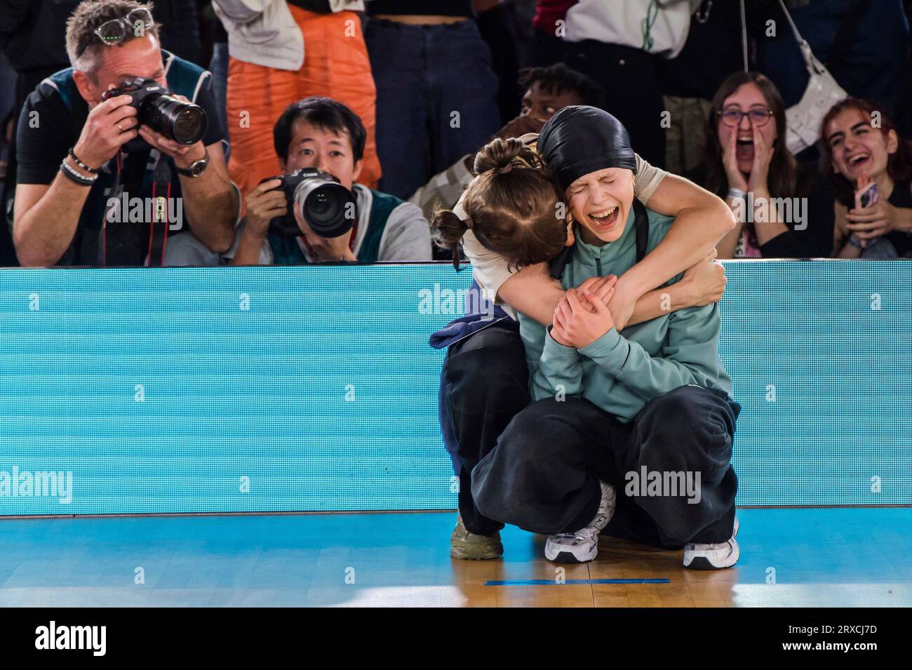 Lithuania's Dominika Banevič, known as B-Girl Nicka, reacts after ...