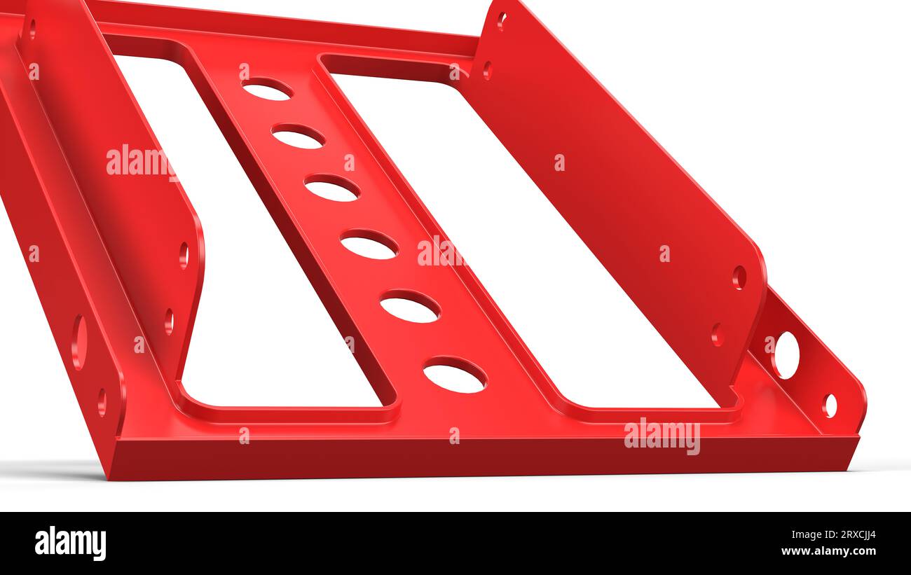 Red Hard drive holder. Front Closeup view. With screw holes. 3d render ...