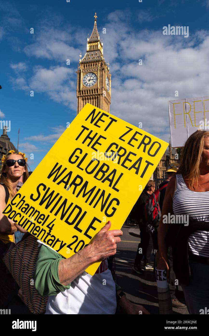 Net zero fake news placard at protest against the Ultra Low Emission ...