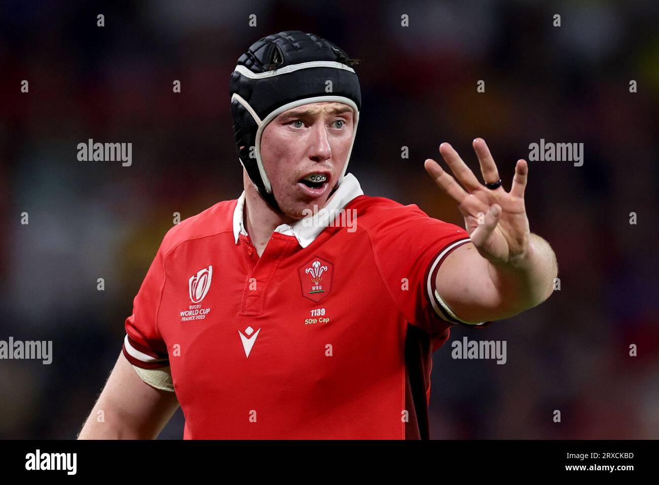 Wales' Adam Beard looks on during the Rugby World Cup 2023, Pool C ...