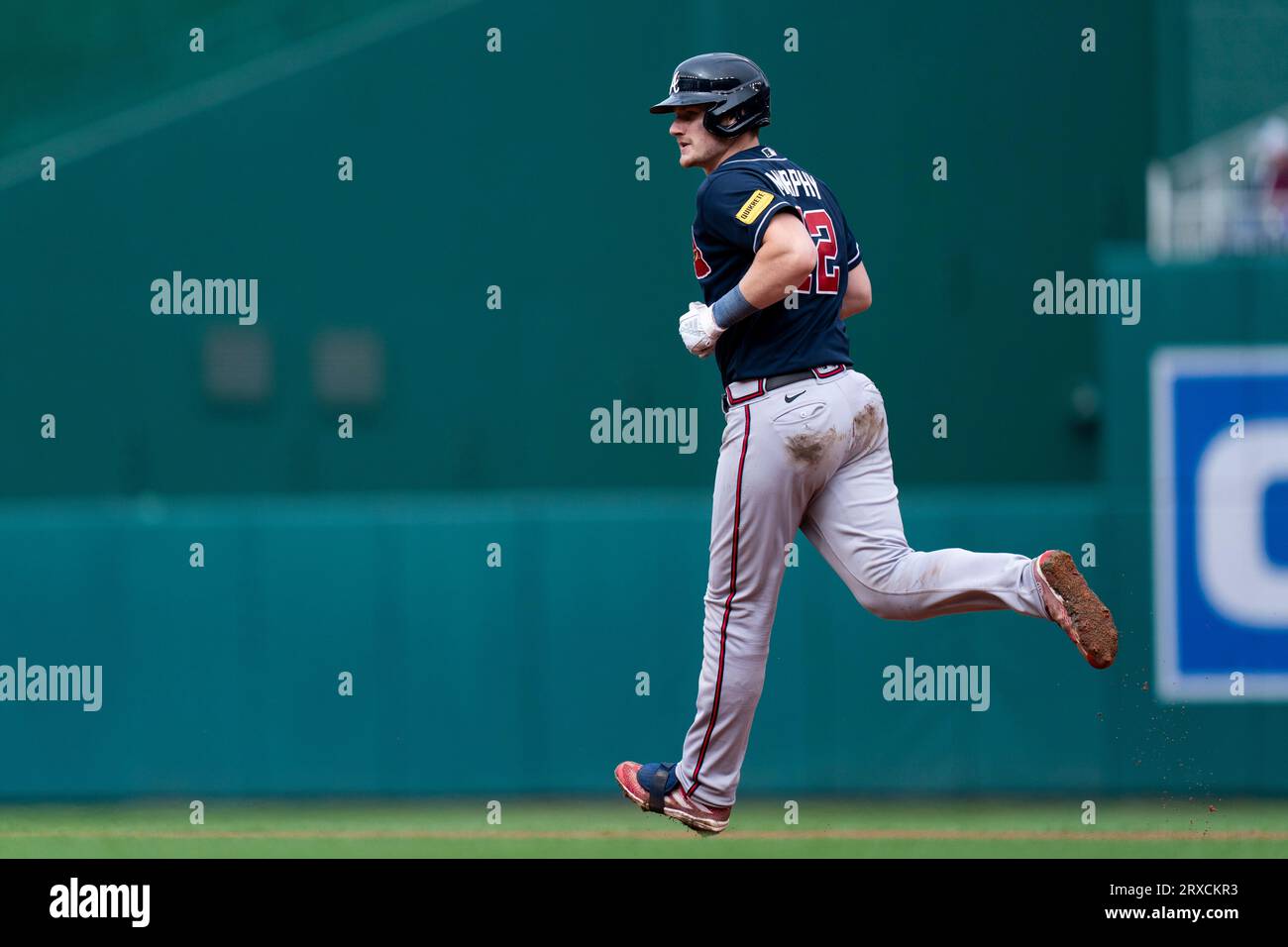 Atlanta Braves' Sean Murphy rounds the bases after hitting a home run ...