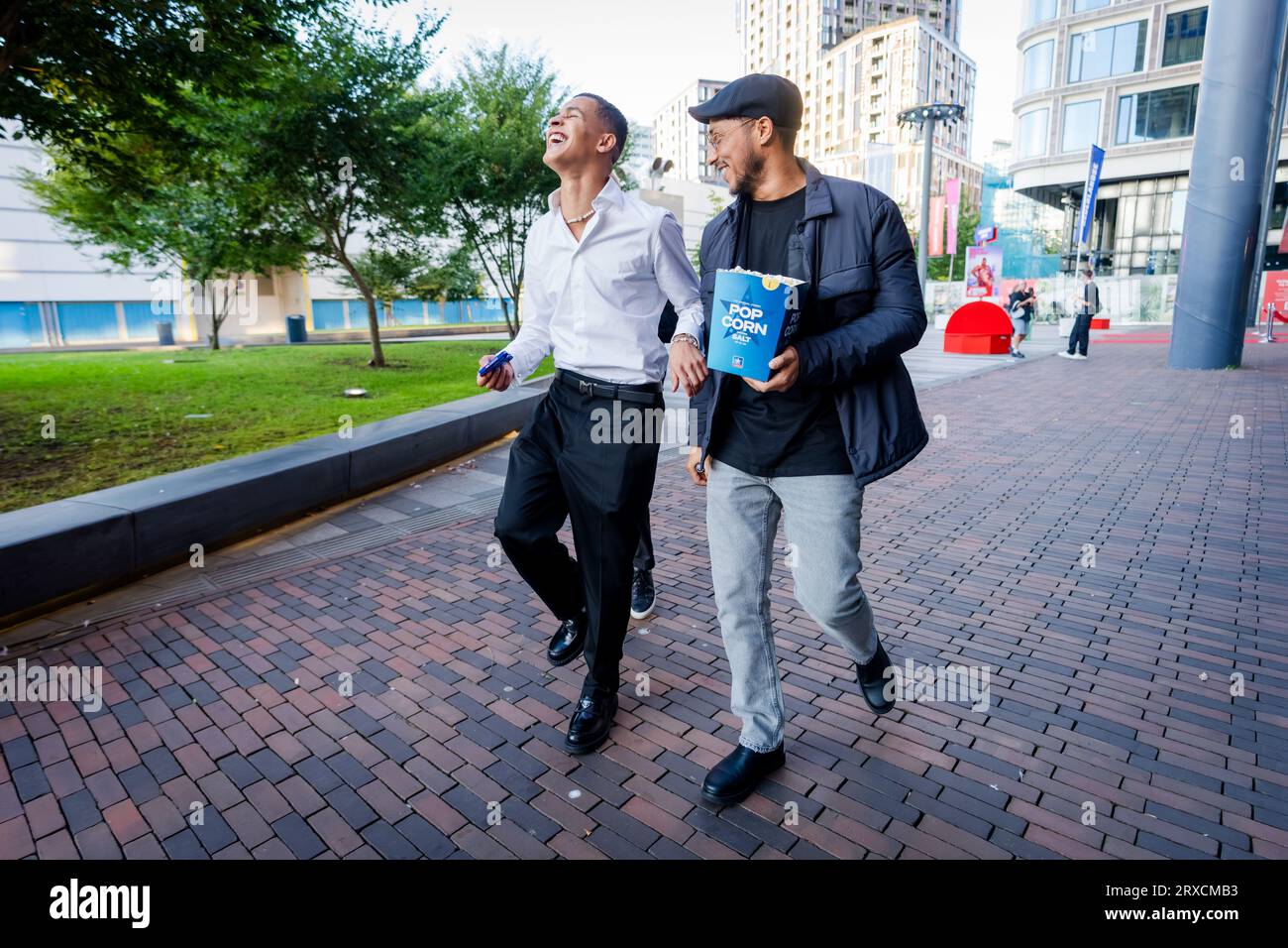 UTRECHT - Actor and rapper Bilal Wahib (L) is greeted by acquaintances ...