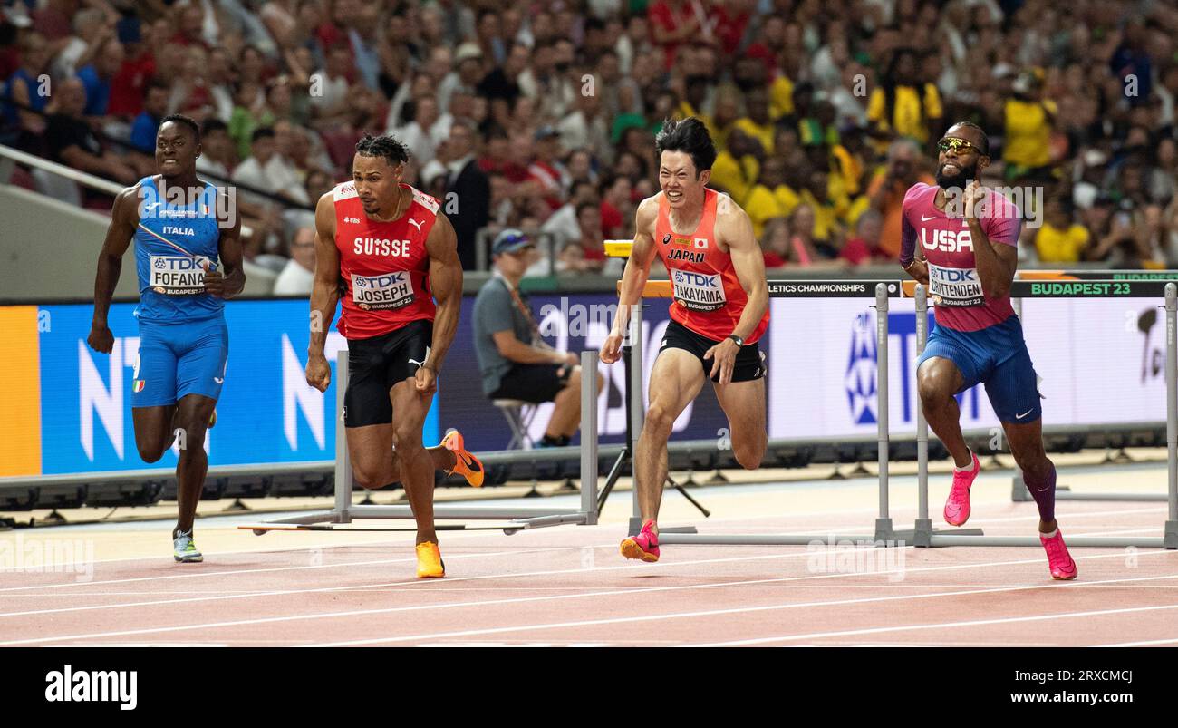 Jason Joseph of Switzerland competing in the 110m hurdles semi-finals ...