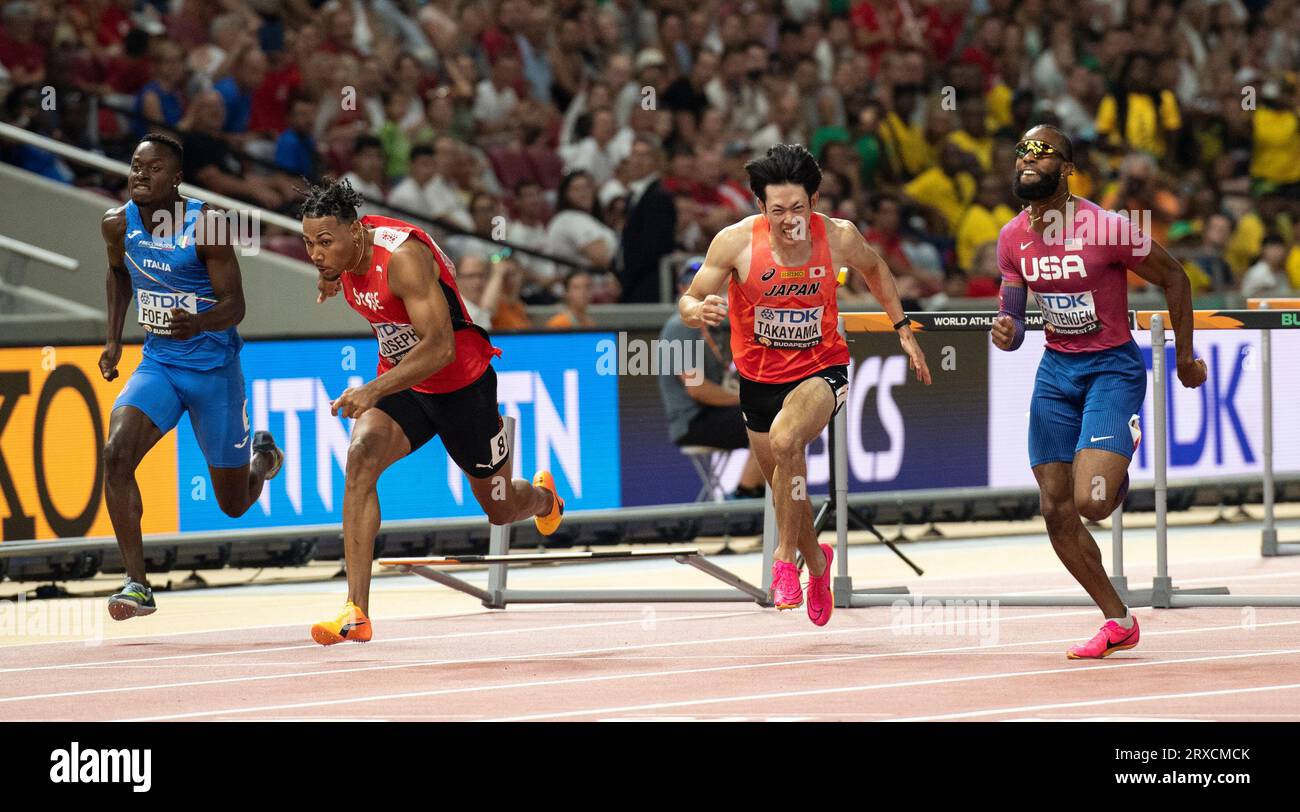 Jason Joseph of Switzerland competing in the 110m hurdles semi-finals ...