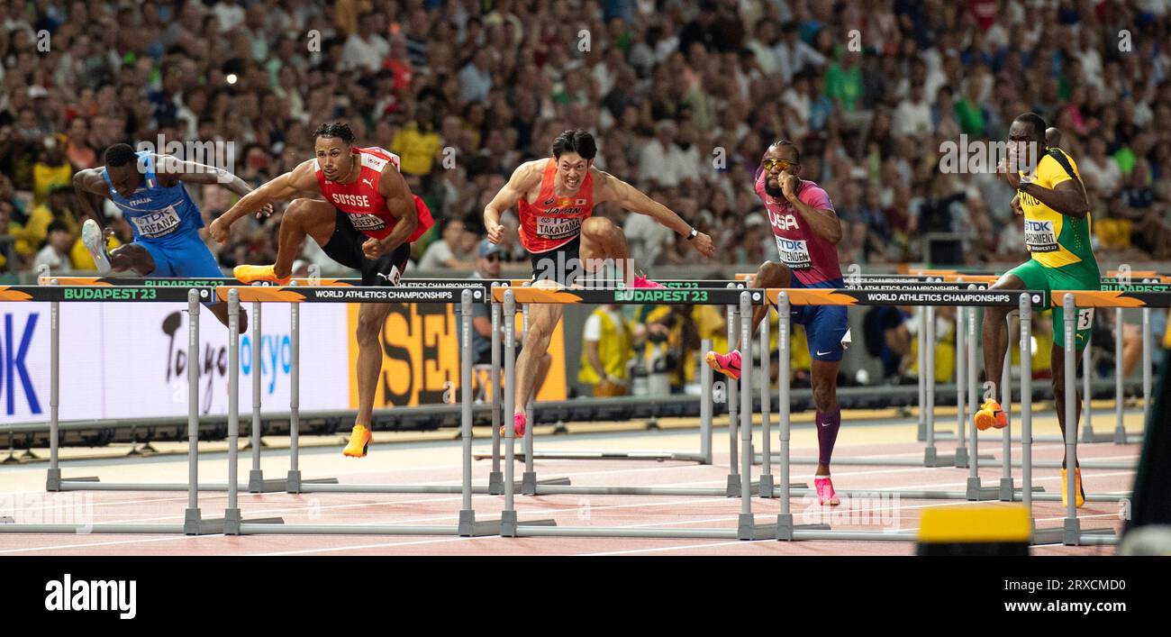 Jason Joseph of Switzerland competing in the 110m hurdles semi-finals ...