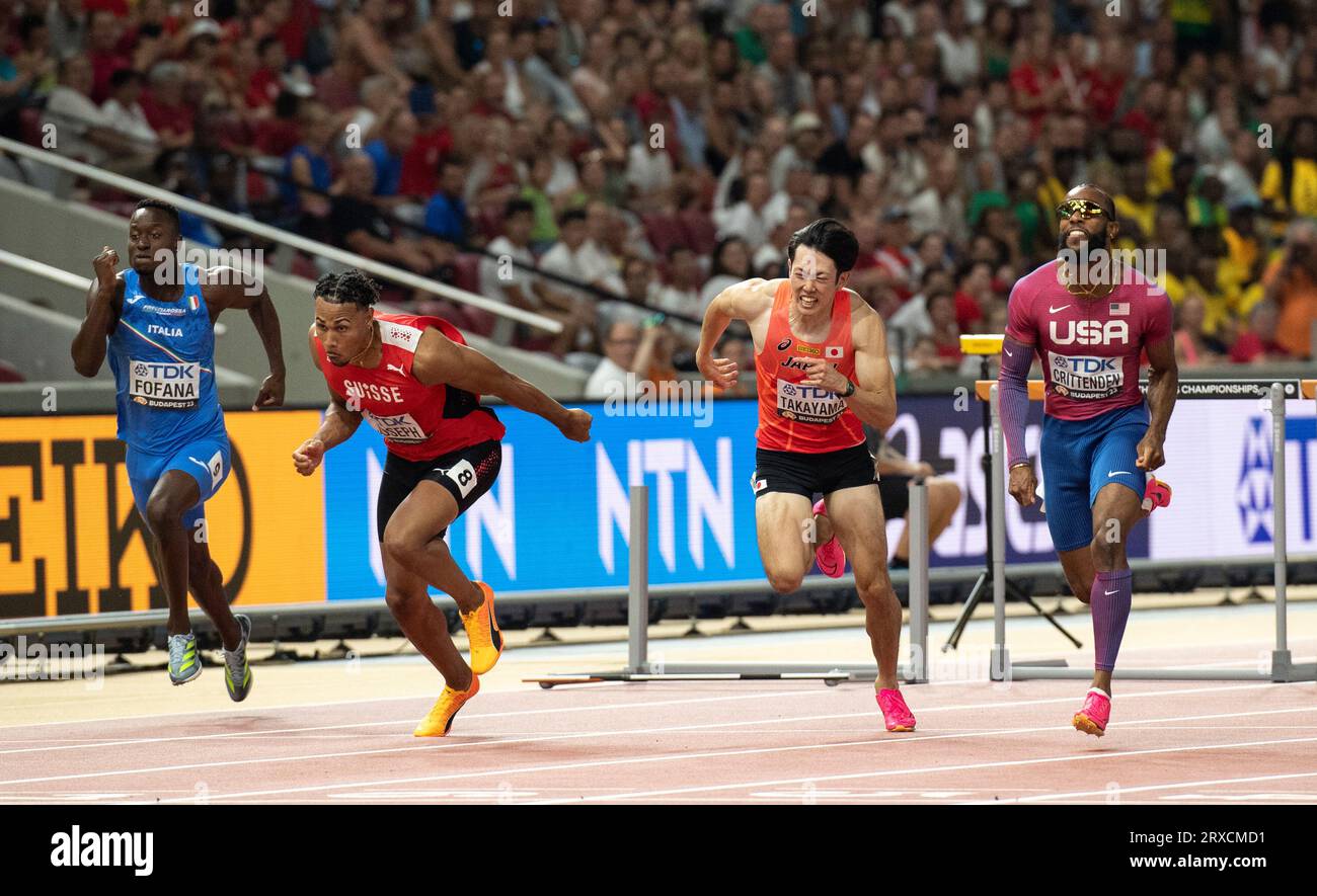 Jason Joseph of Switzerland competing in the 110m hurdles semi-finals ...