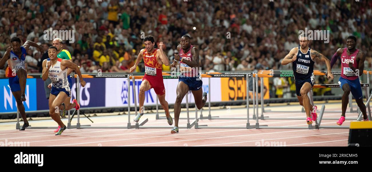 Milan Trajkovic of Cyprus competing in the 110m hurdles semi-finals at ...