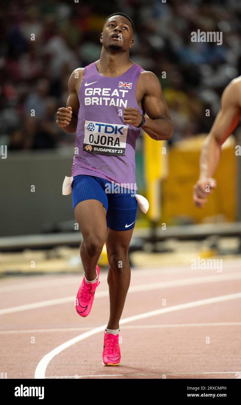 Tade Ojora of GB & NI competing in the 110m hurdles semi-finals at the ...
