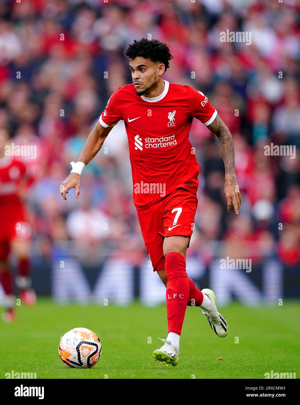 Liverpool's Luis Diaz during the Premier League match at Anfield ...
