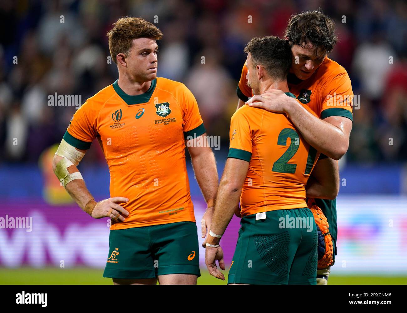 Australia's Andrew Kellaway (left), Nic White and Tom Hooper look ...