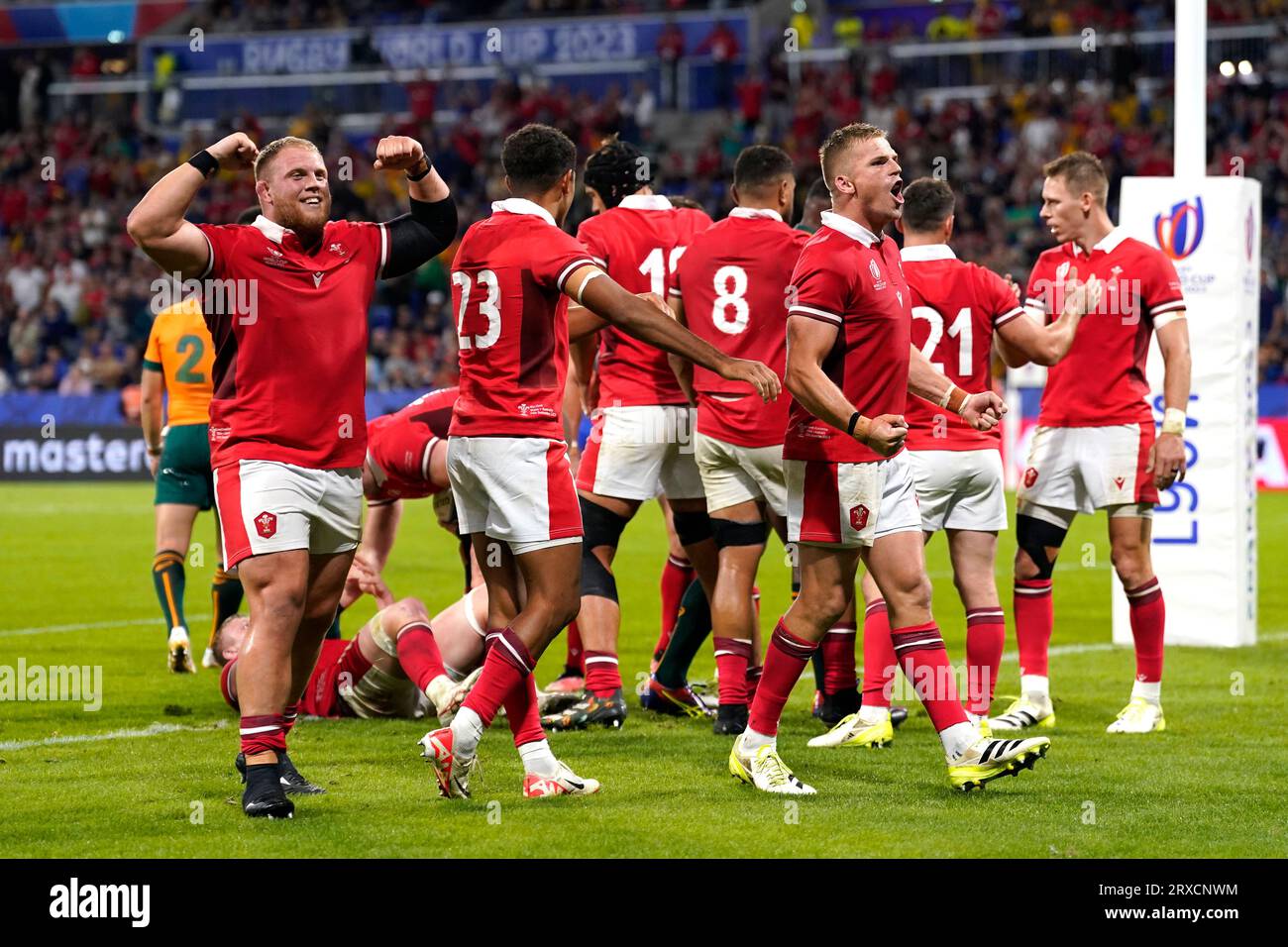 Wales players celebrate following victory in the Rugby World Cup 2023 ...