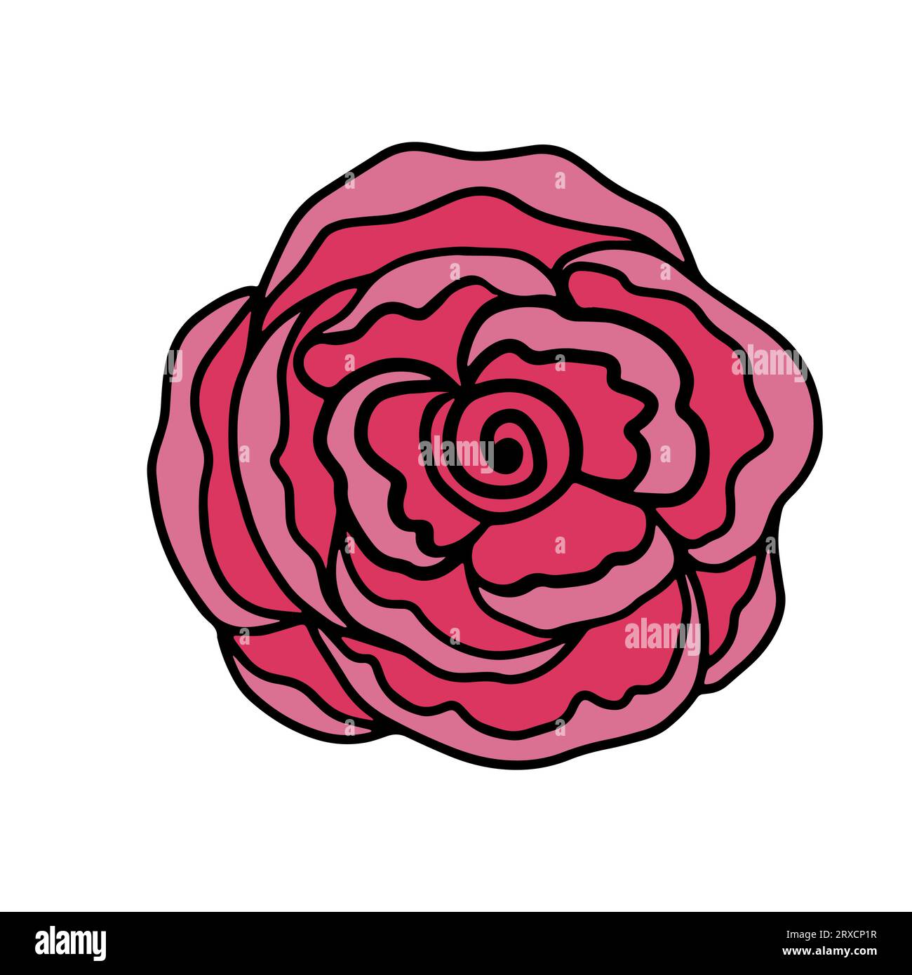 Rose flower head, doodle hand drawn elements for design of card or ...