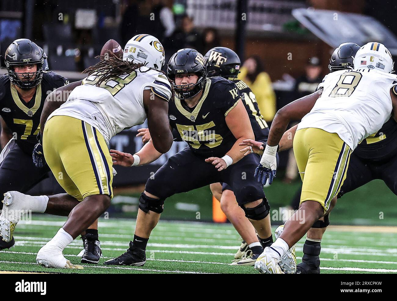 September 23, 2023: Wake Forest senior Michael Jurgens (55) blocks ...