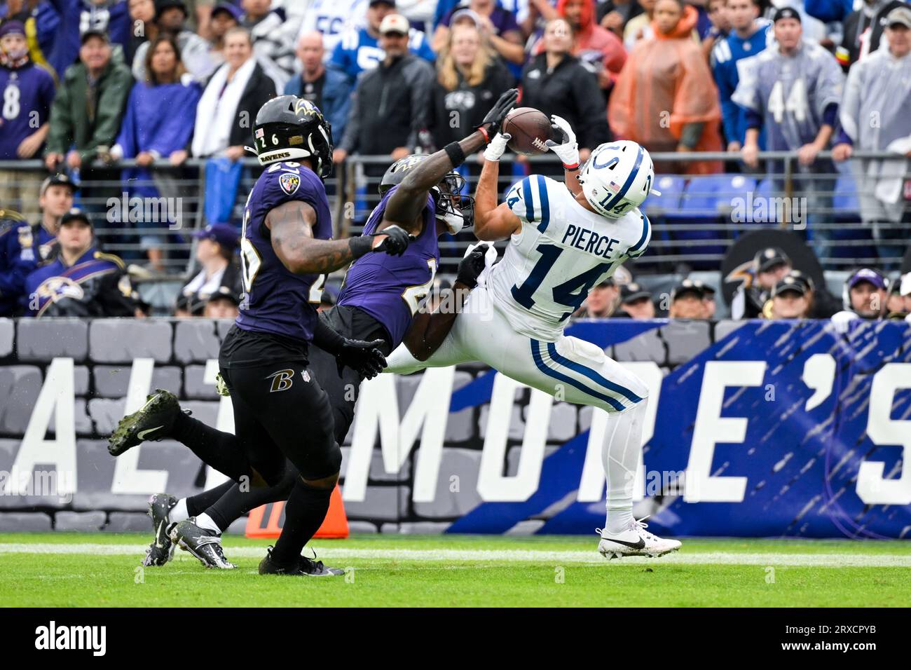 Indianapolis Colts wide receiver Alec Pierce (14) attempts to catch a ...