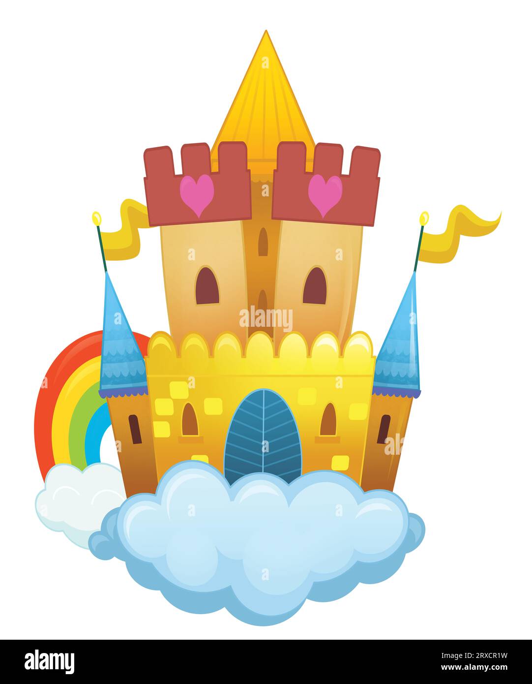 cartoon beautiful and colorful medieval castle isolated illustration ...