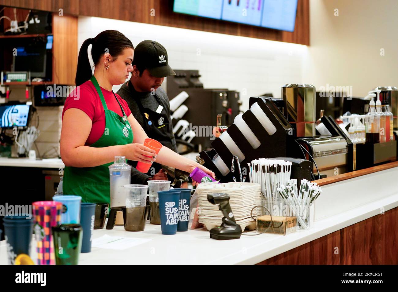 Tryer Lab partners Emma Parnello and Chan Chan run through a reusable ...