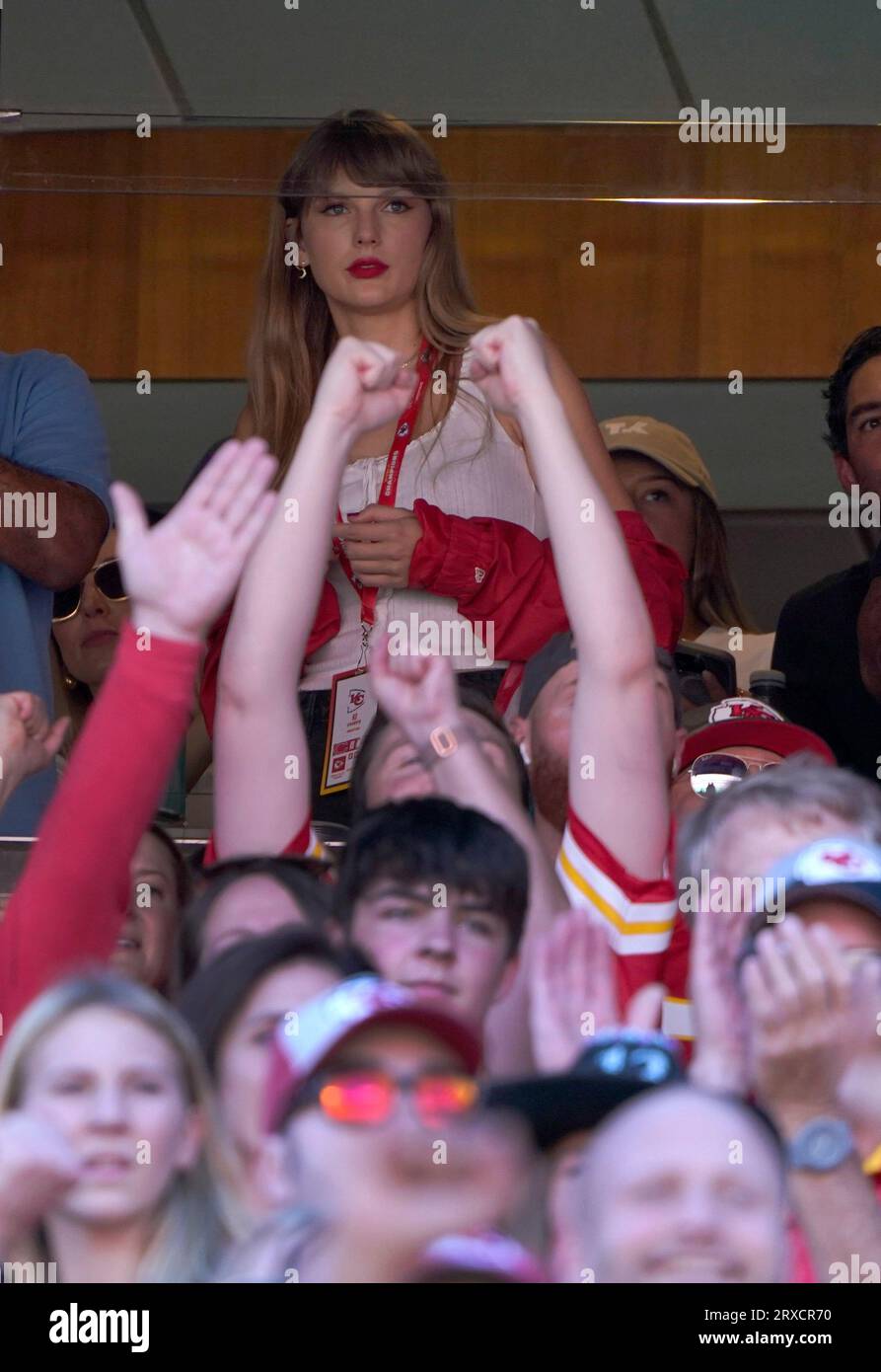 Taylor Swift watches from a suite inside Arrowhead Stadium during the ...