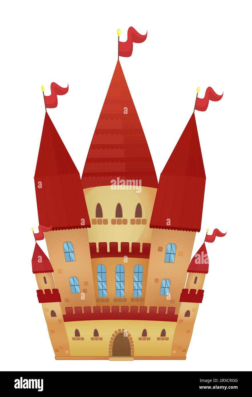 cartoon beautiful and colorful medieval castle isolated illustration ...