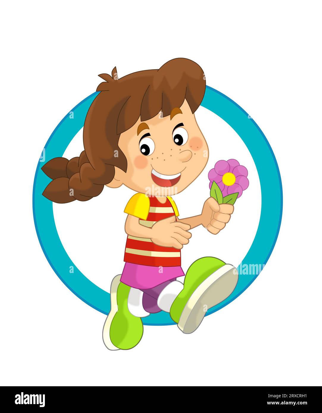 cartoon scene with happy kid having fun doing something playful funny ...