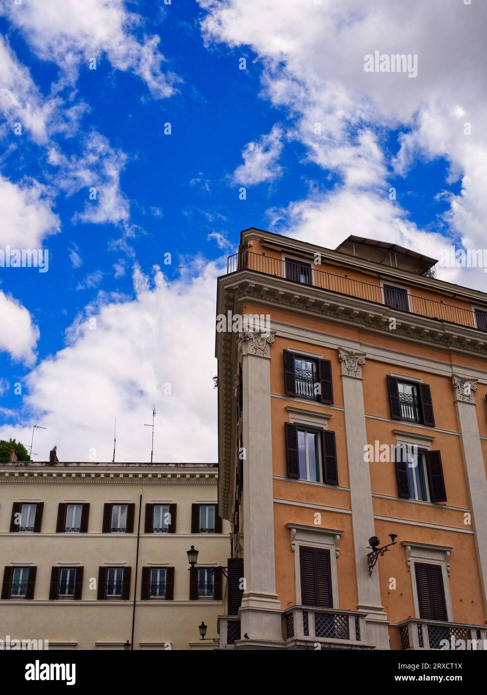 Building facades and architecture under cloud sky in Rome, Italy Stock ...
