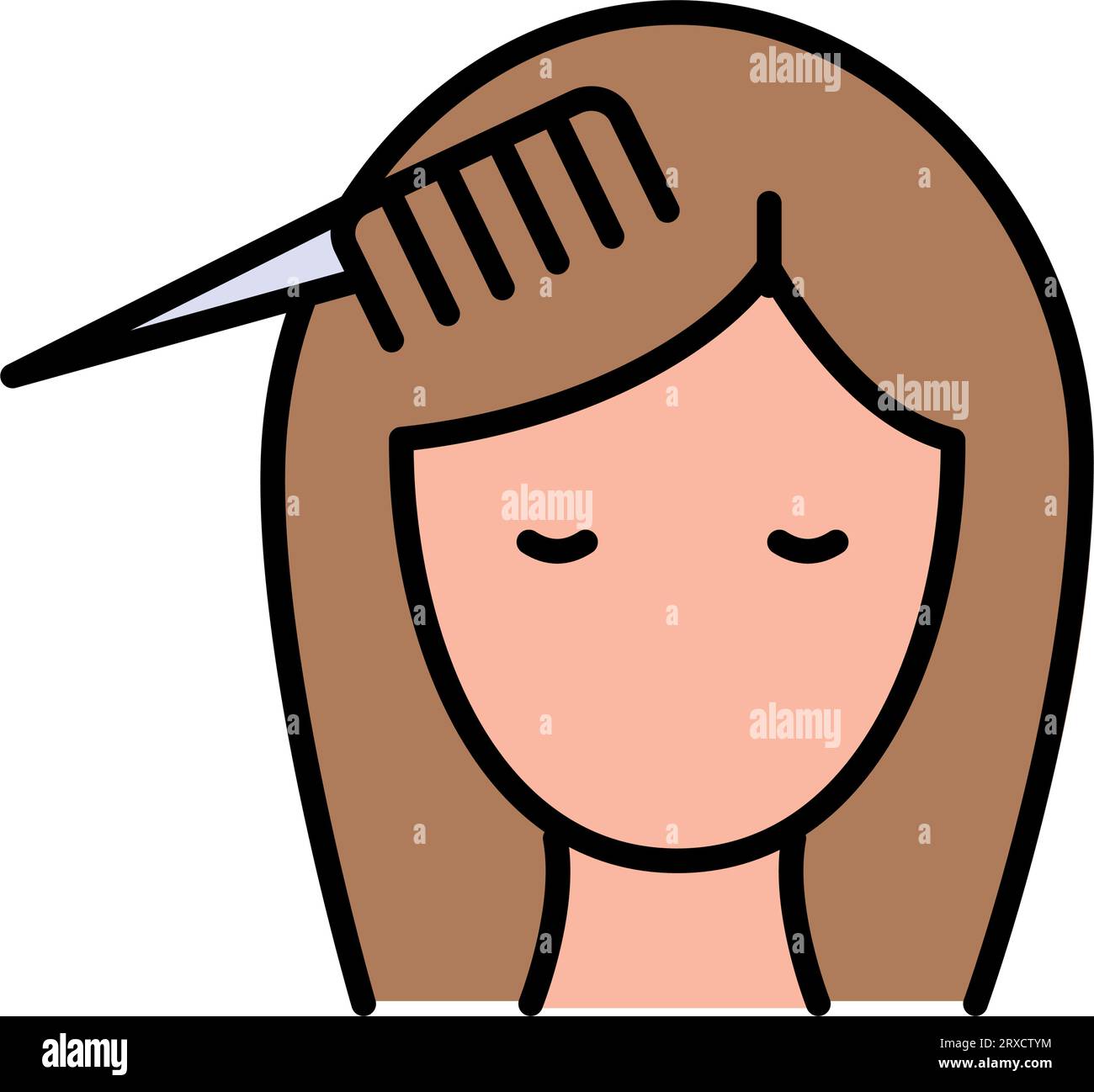 Combing hair, distribution of dye through hair simple vector sign. Hair ...