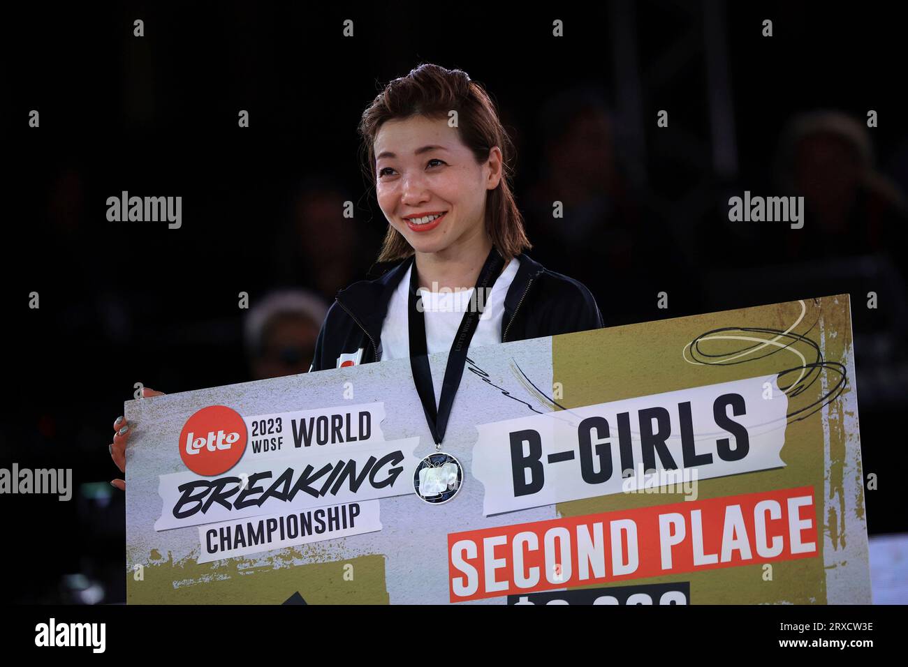 Ayumi Fukushima of Japan celebrates during an award ceremony of World ...
