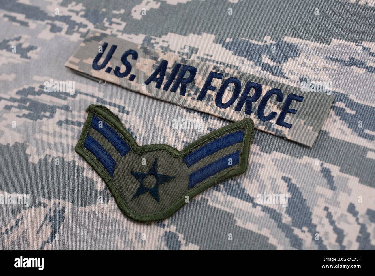 August 31, 2020. US AIR FORCE branch tape and Airman First Class rank ...