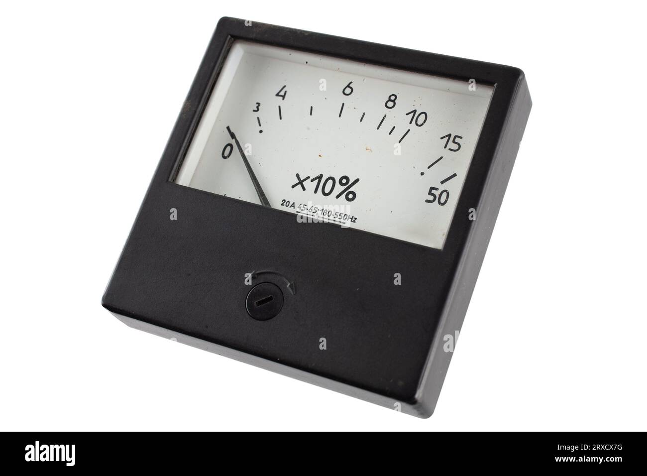 Close-up of an vintage ancient ammeter isolated on white background ...