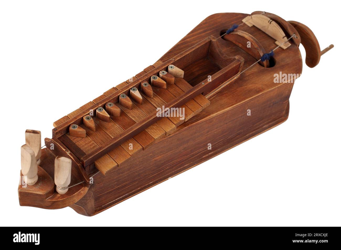 The Hurdy-gurdy, stringed musical instrument. Isolated on white ...