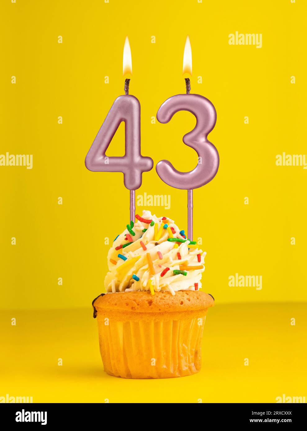 Birthday candle number 43 - Invitation card with yellow background ...