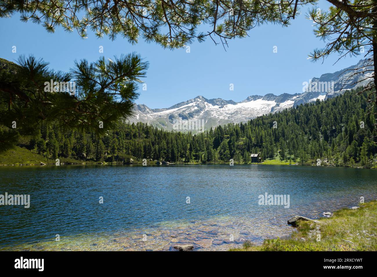 View of the alpine lakes with the purest clear water in the southern ...