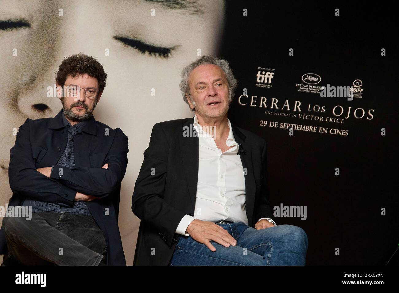 Film director Víctor Erice (l) and actor José Coronado (r) during an ...