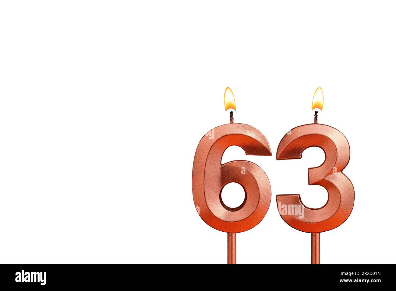 Birthday candle number 63 on white background Stock Photo - Alamy