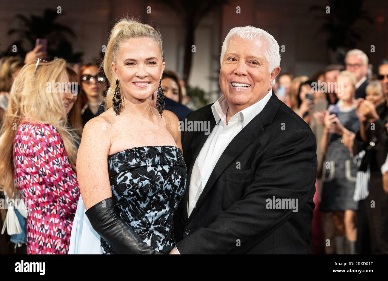 Cornelia Guest and Designer Dennis Basso walk for Dennis Basso runway ...