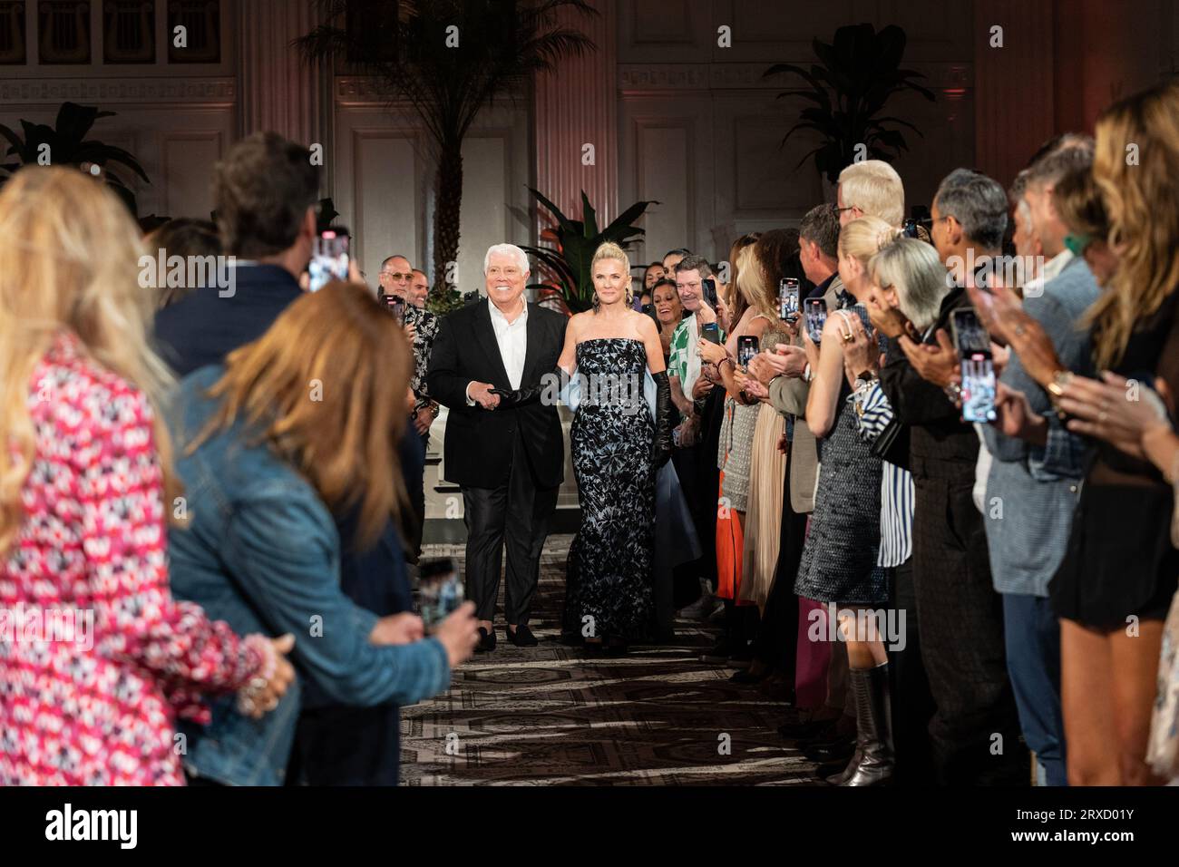 Designer Dennis Basso and Cornelia Guest walk for Dennis Basso runway ...