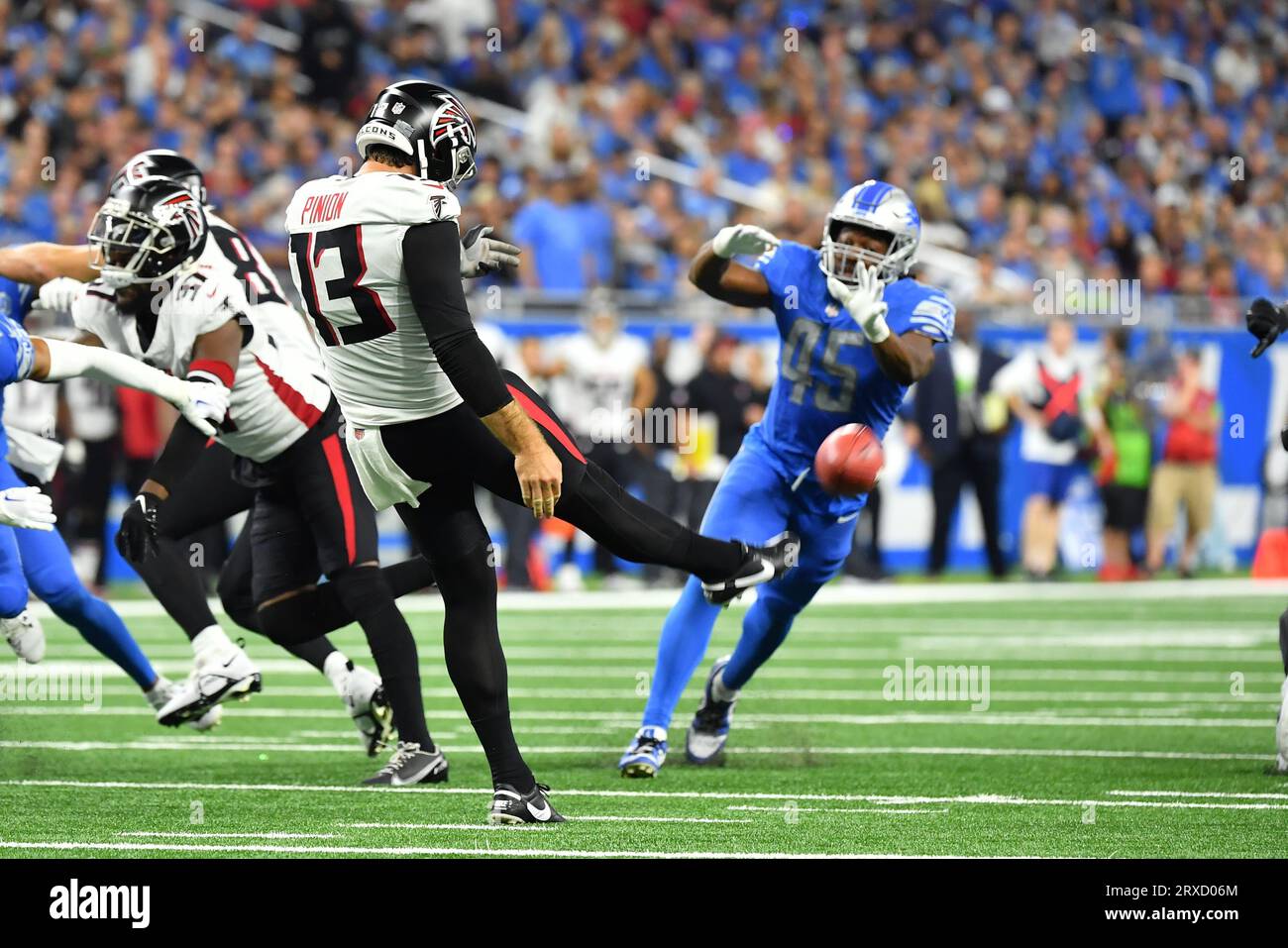 DETROIT, MI - SEPTEMBER 24: Atlanta Falcons punter (13) Bradley Pinion ...