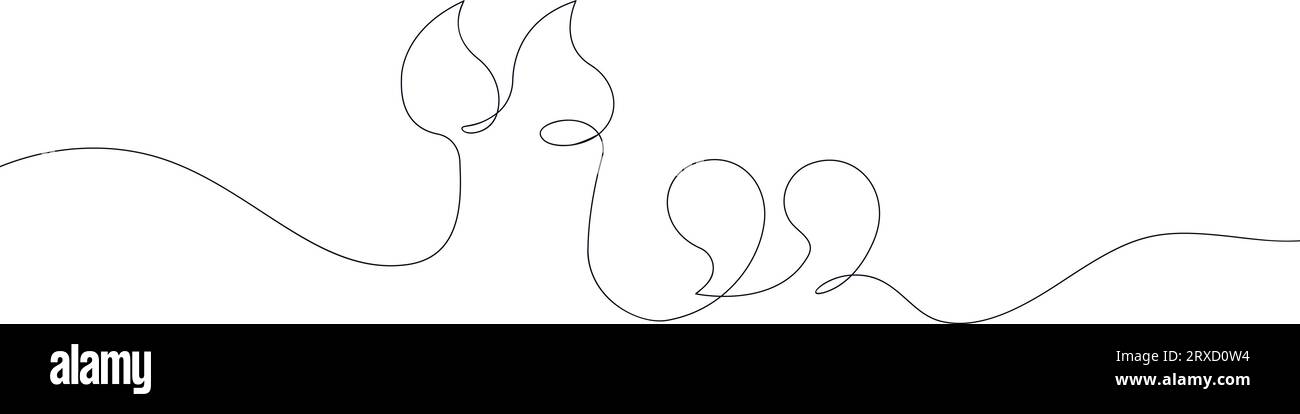 Quote mark one line banner design. Quotations sign continuous element ...