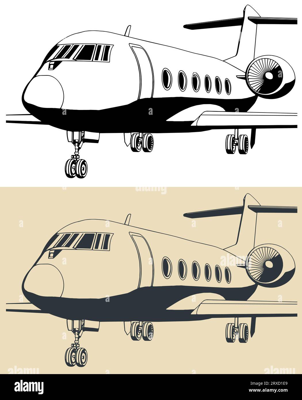 Stylized vector illustrations of private business jet close up Stock Vector Image & Art - Alamy