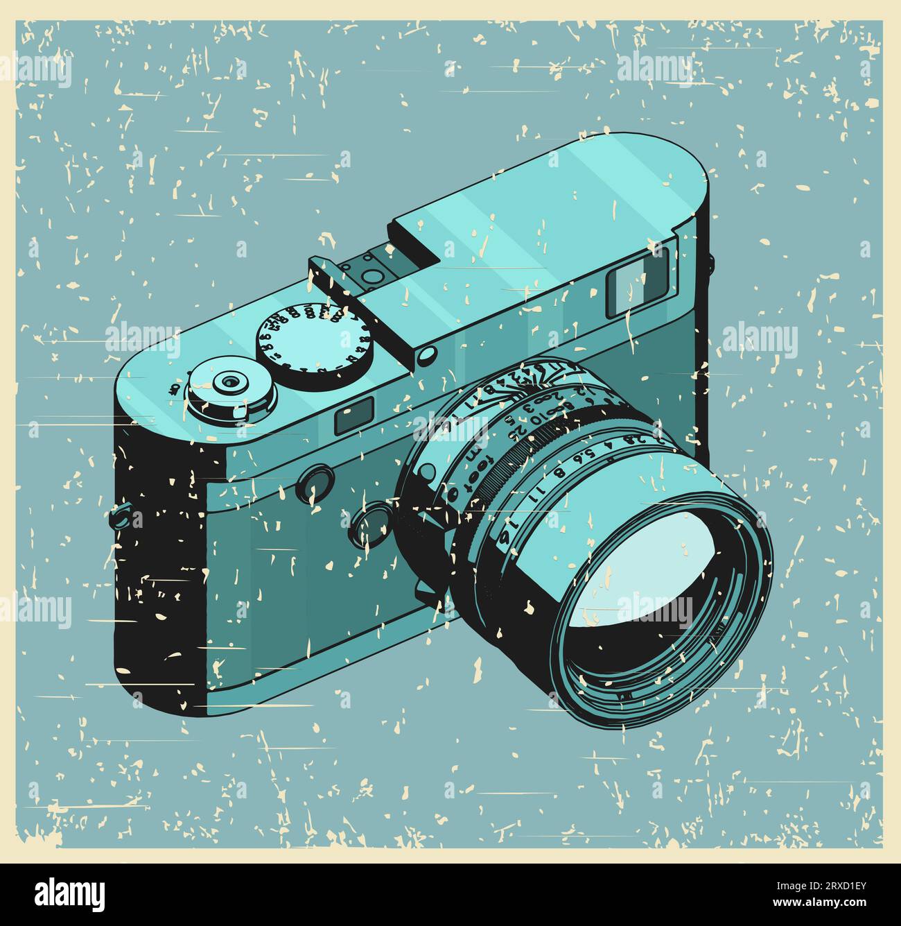 Stylized vector isometric illustration of mirrorless rangefinder camera ...