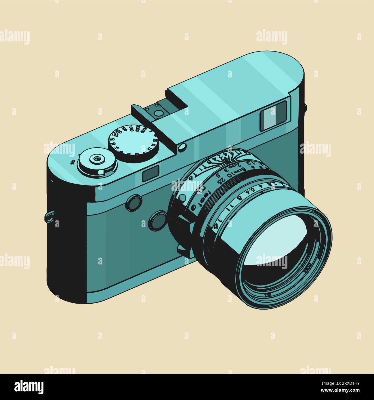 Stylized vector illustration of mirrorless rangefinder camera Stock ...