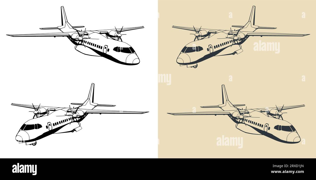 Stylized vector illustrations of turboprop transport aircraft Stock Vector Image & Art - Alamy