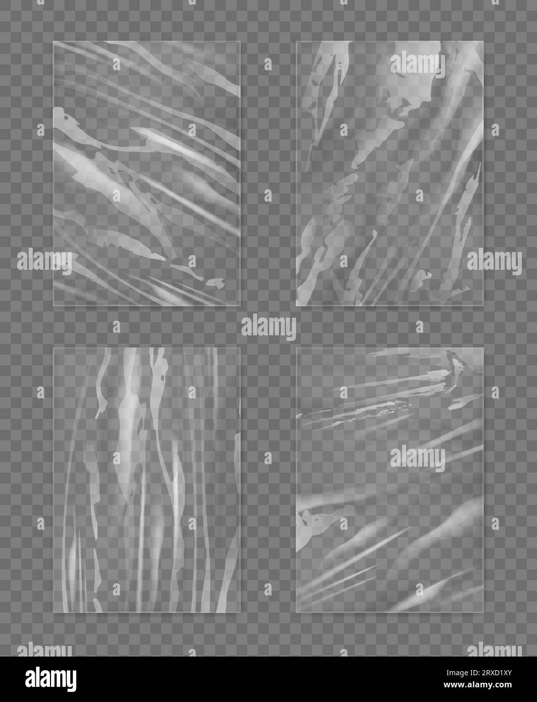Plastic foil. Realistic textures silver and white foil cellophane tape for food decent vector ...