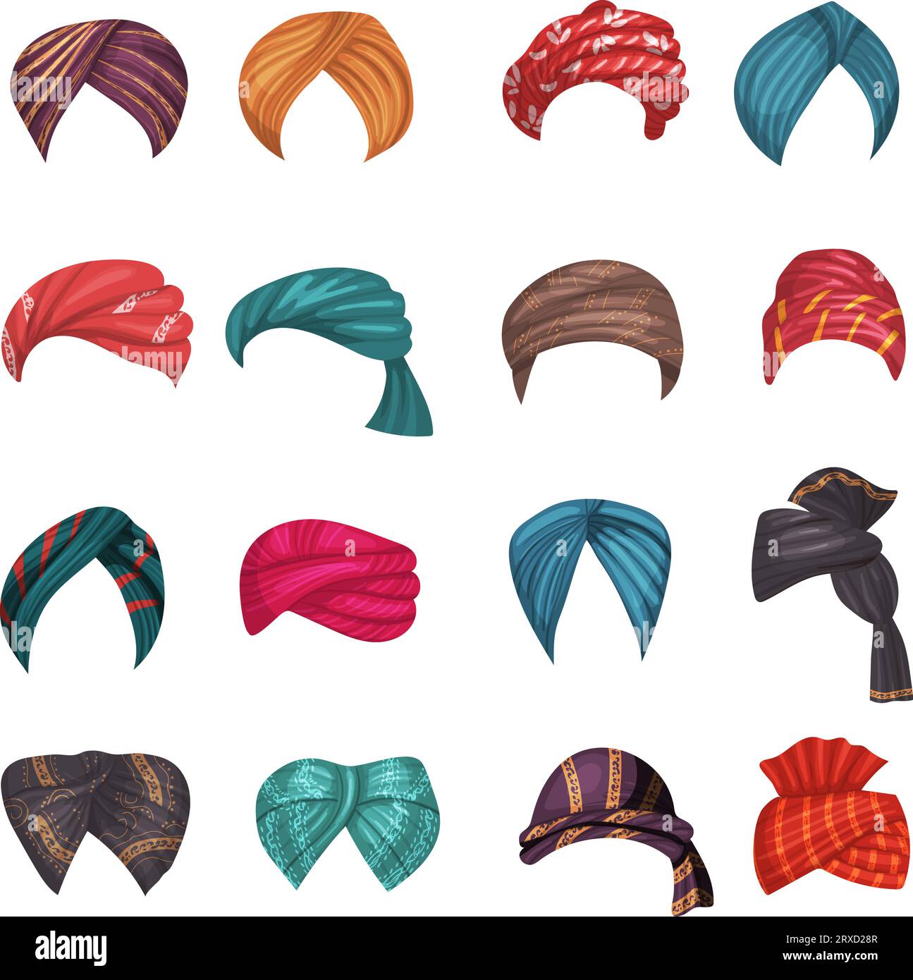 Turbans. Arabian and indian clothes recent vector authentic arabian set ...