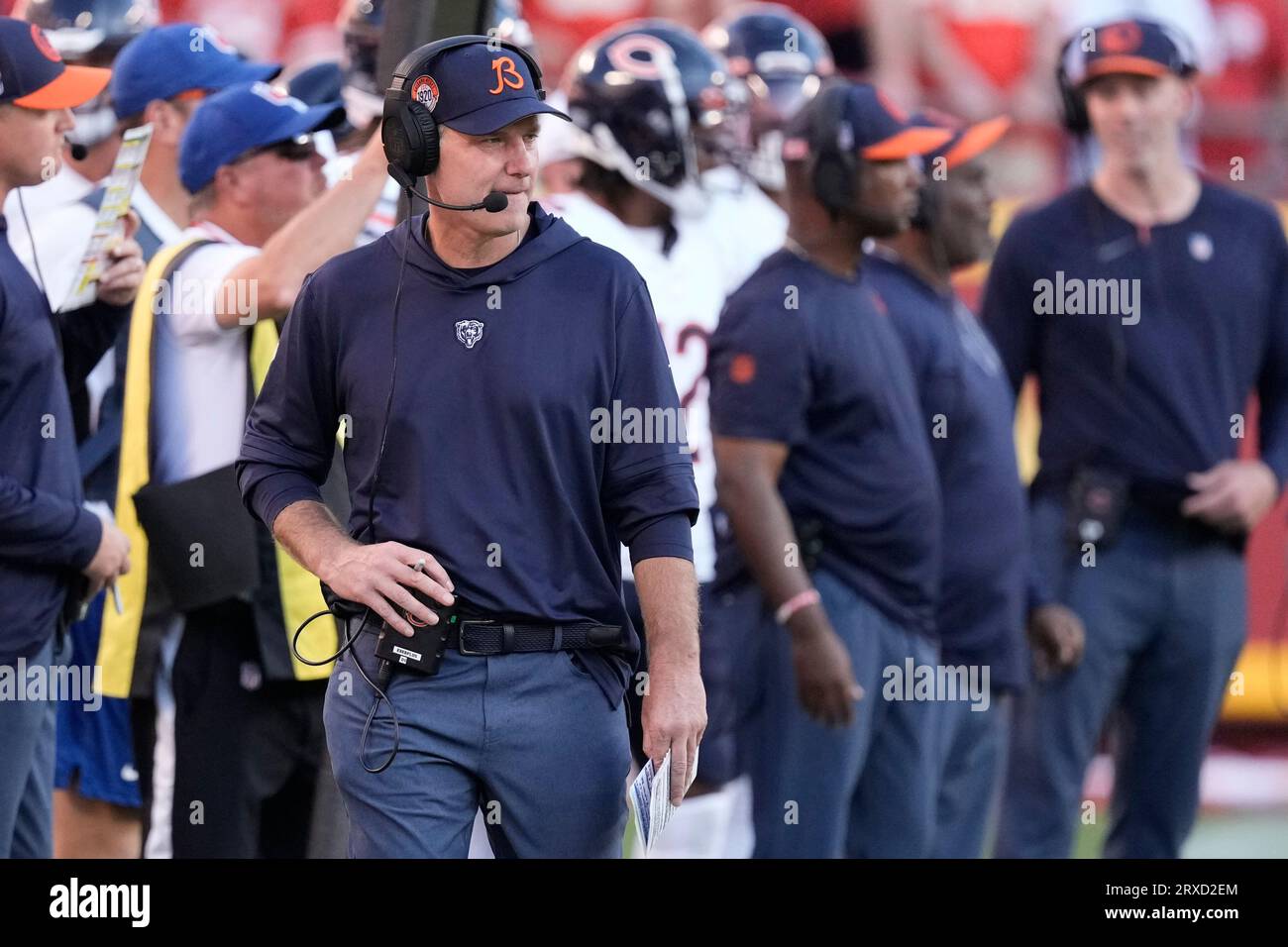 Chicago Bears head coach Matt Eberflus watches from the sidelines ...