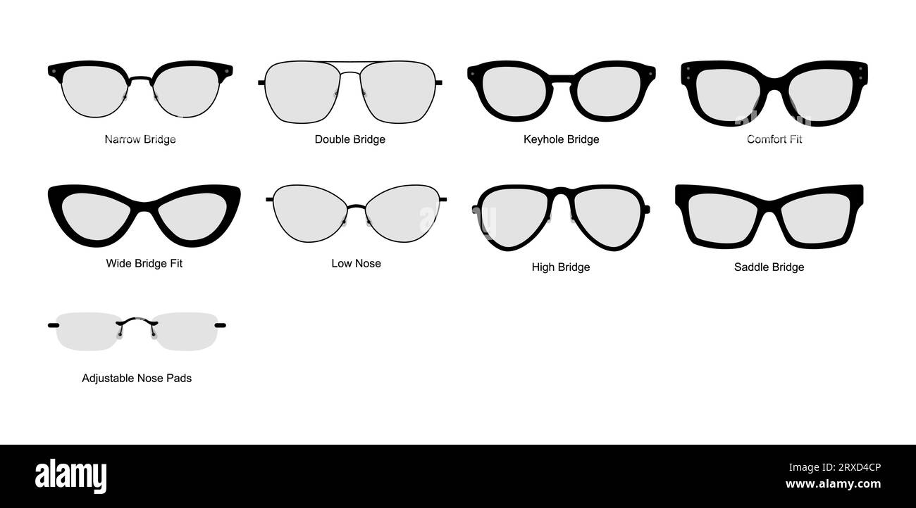 Frame Bridge Types Eye frame glasses fashion accessory illustration ...