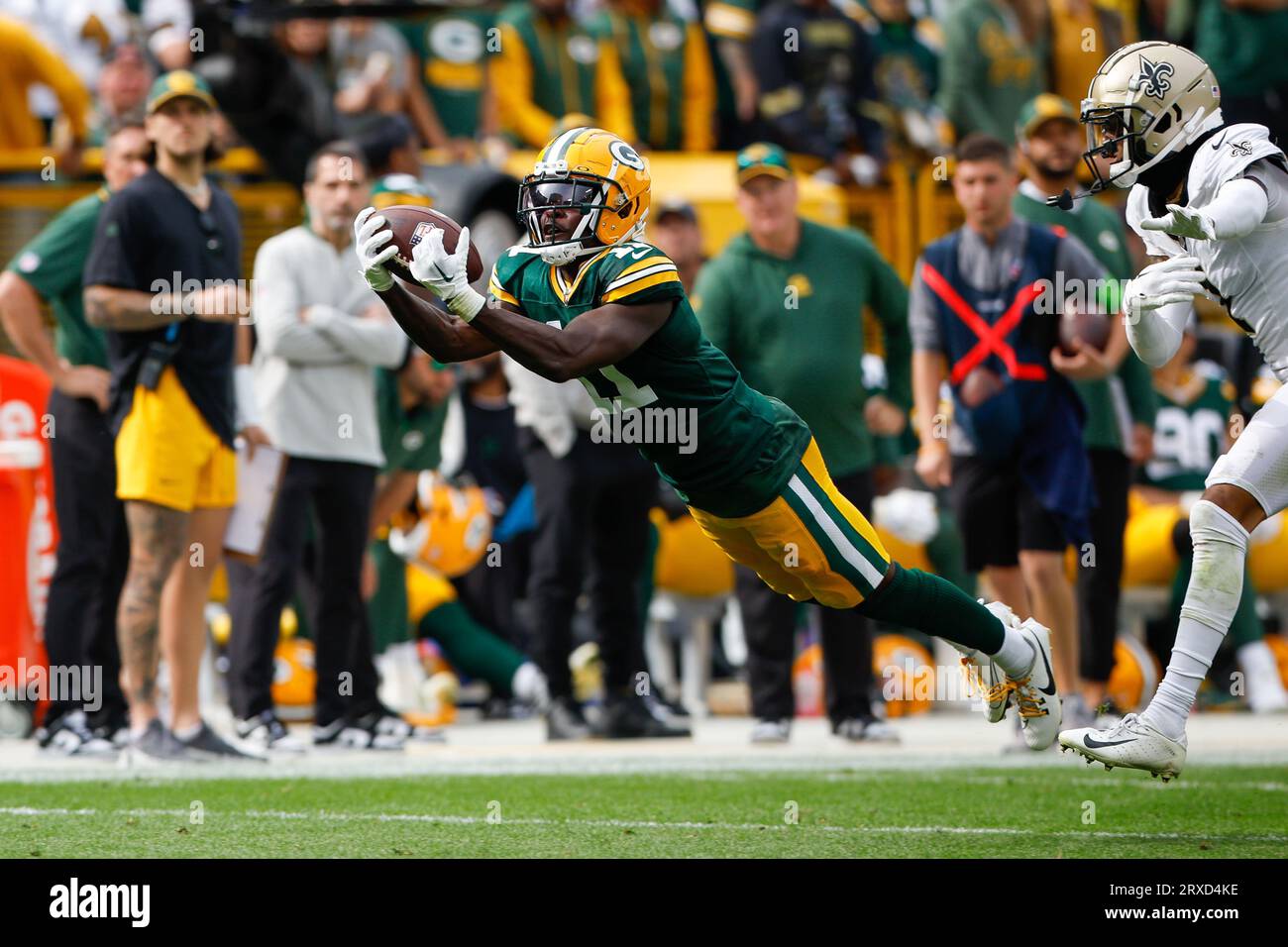 Green Bay, Wisconsin, USA. 24th Sep, 2023. Green Bay Packers wide receiver Jayden Reed (11 ...