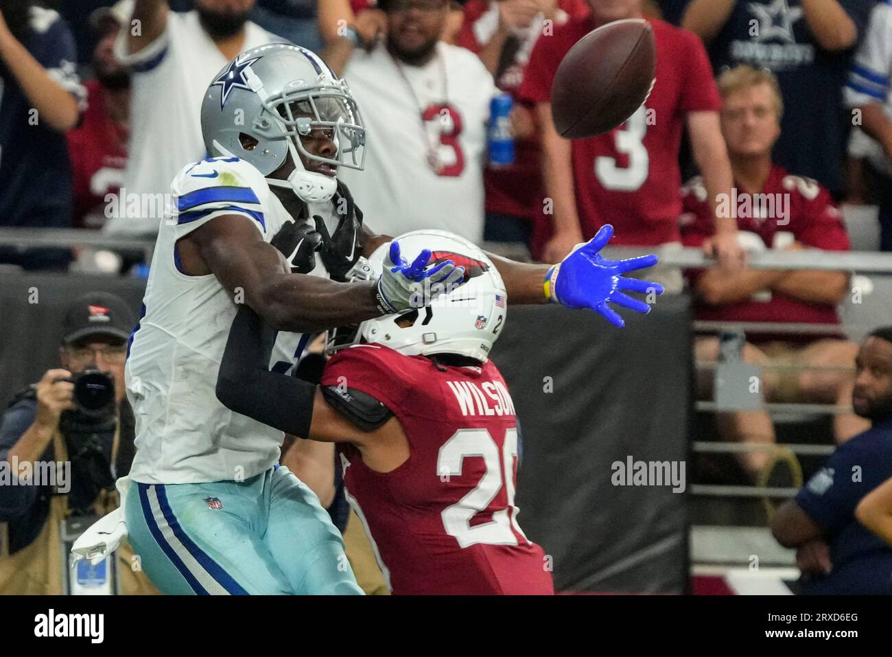 Arizona Cardinals cornerback Marco Wilson (20) breals up a pass on ...